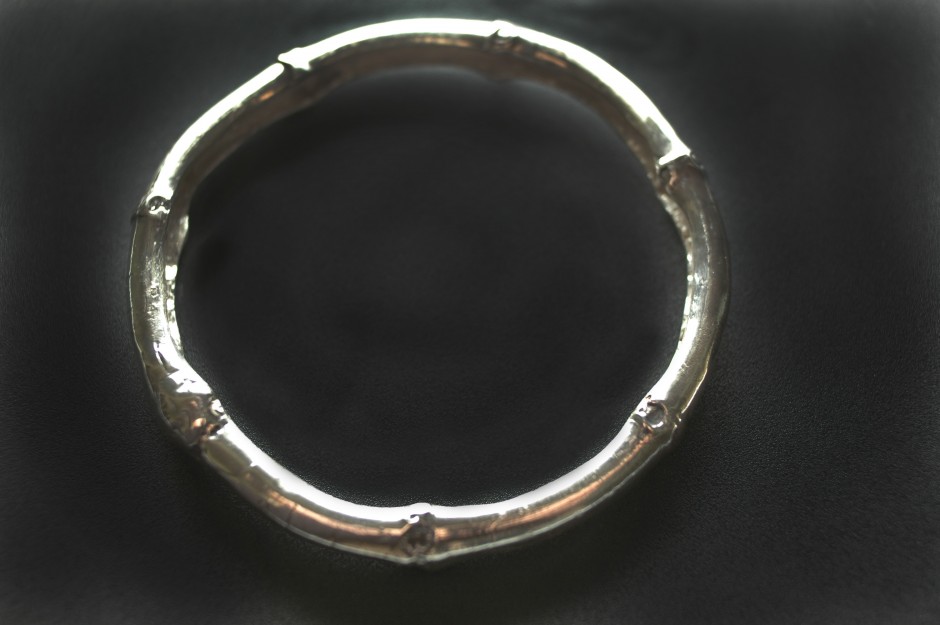 Bamboo Bangle Bracelet in Sterling Silver - SilverBotanica - Handmade ...