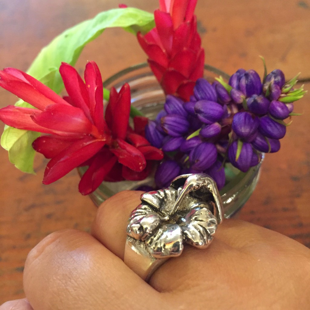 Hummingbird & Hibiscus Ring - SilverBotanica - Handmade Jewelry ...